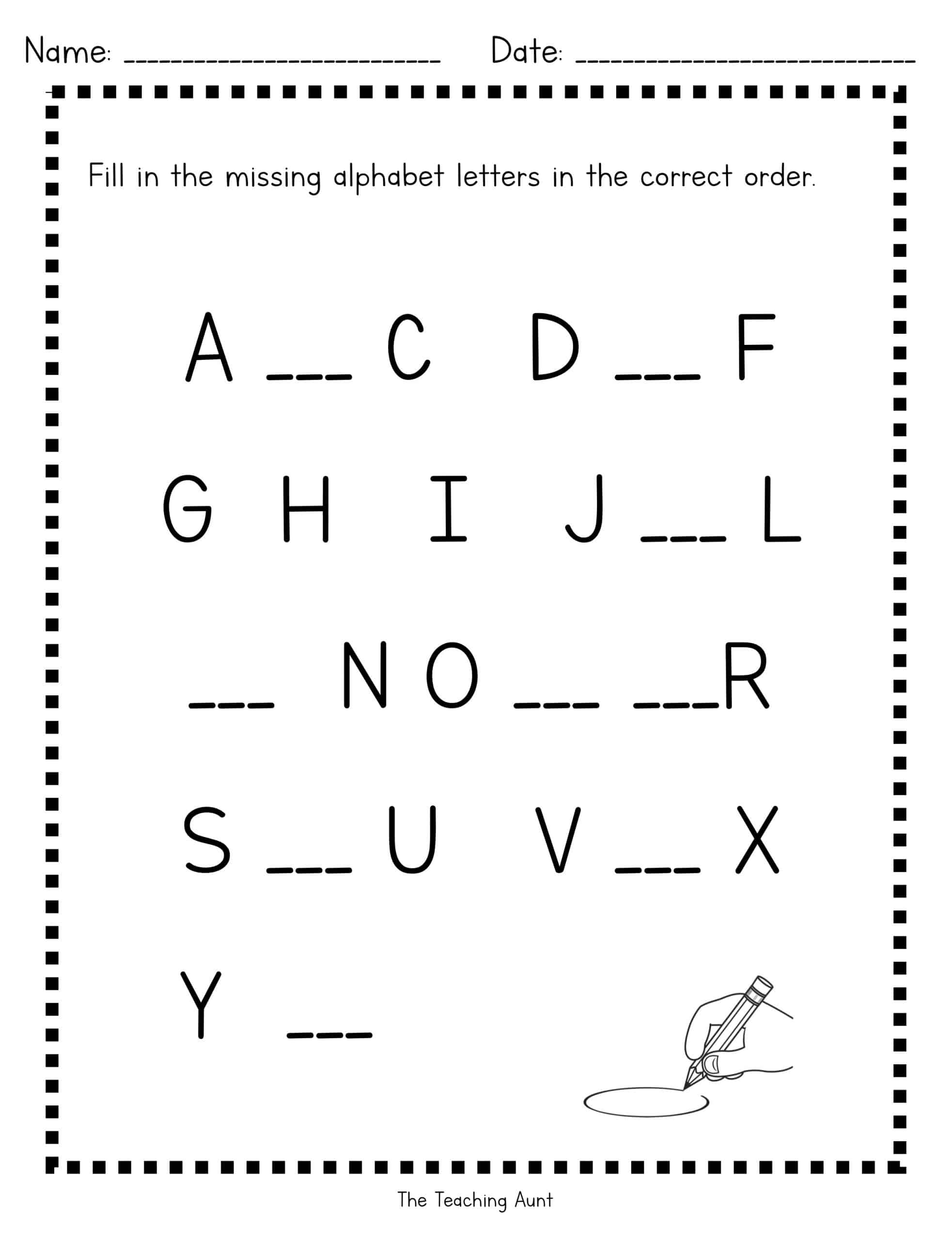Missing Uppercase Letters Worksheets - The Teaching Aunt - Worksheets Library