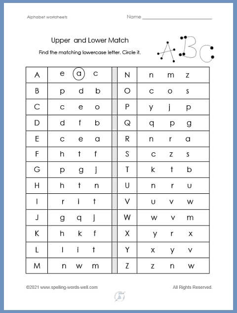 Alphabet Worksheets Reinforce Upper and Lower Case Letters - Worksheets Library