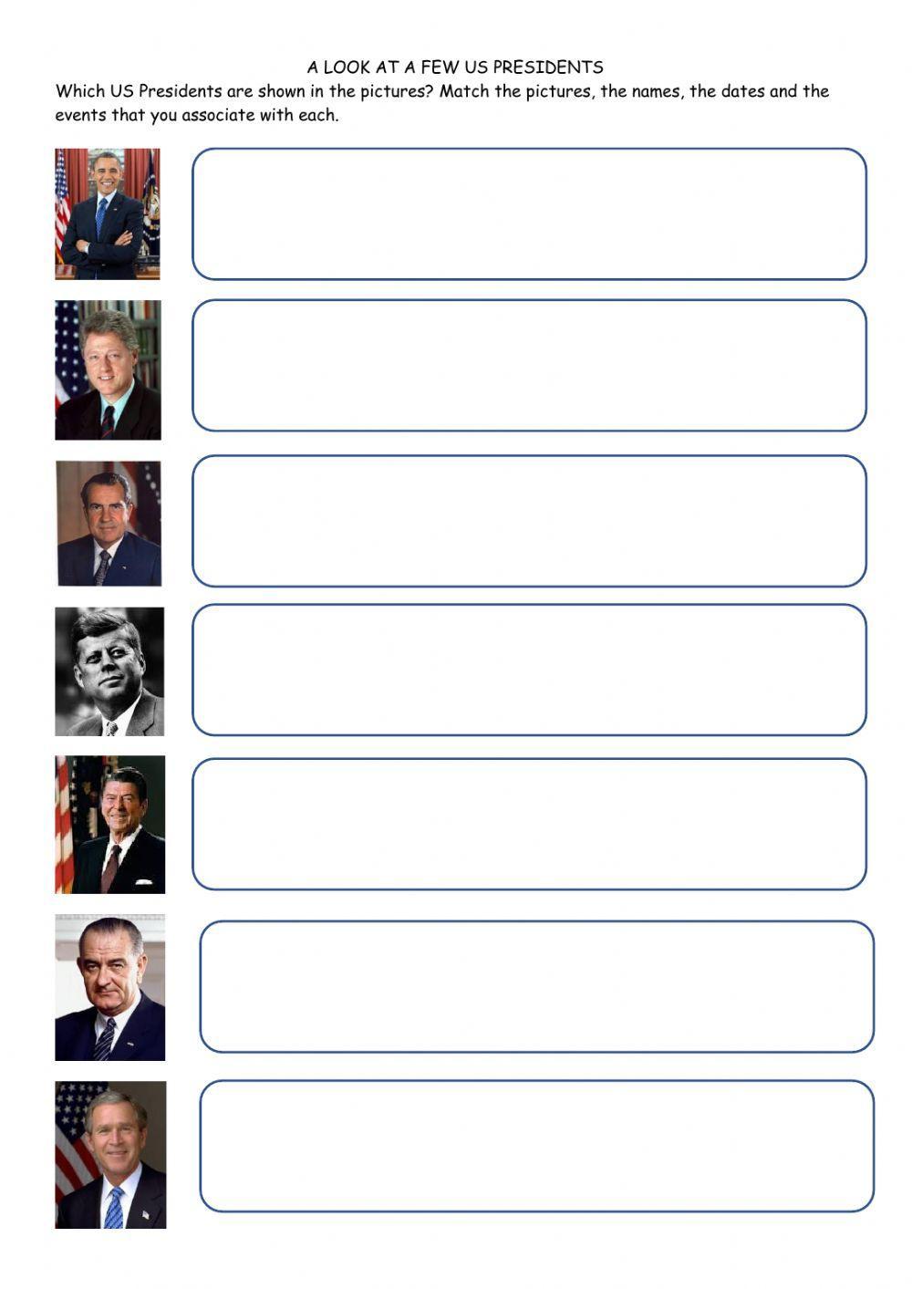 Us Presidents Worksheets Pdf