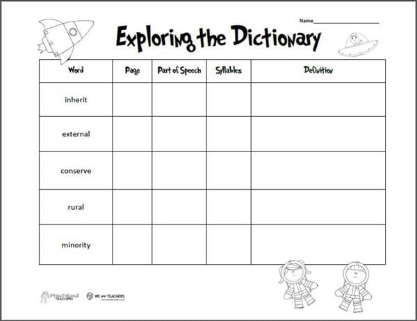 Free Printable of the Week: Exploring the Dictionary (Grades 2-4 ...