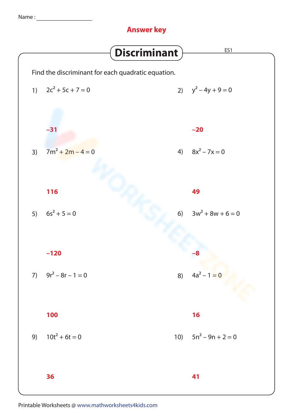 Free Printable Discriminant Worksheets For Students Worksheets Library Free Printable Discriminant Worksheets For Students Worksheets Library