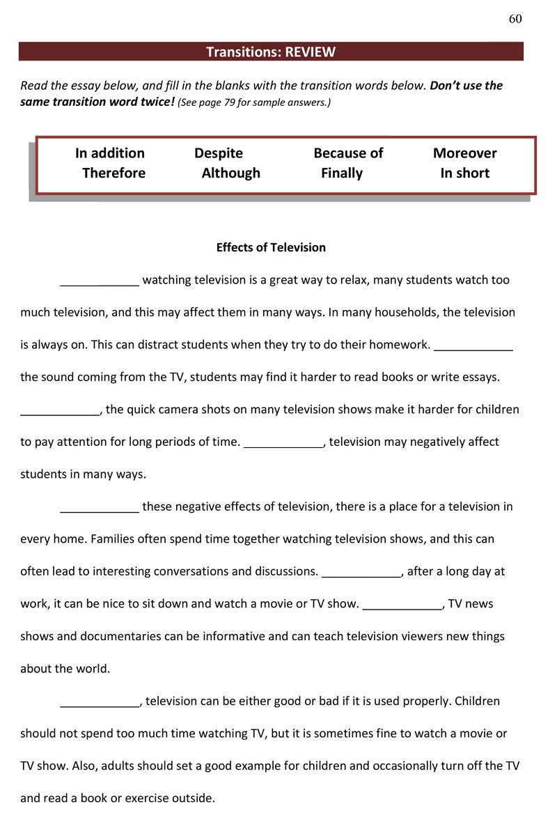 Free Using Transitions Worksheet Download Free Using Transitions