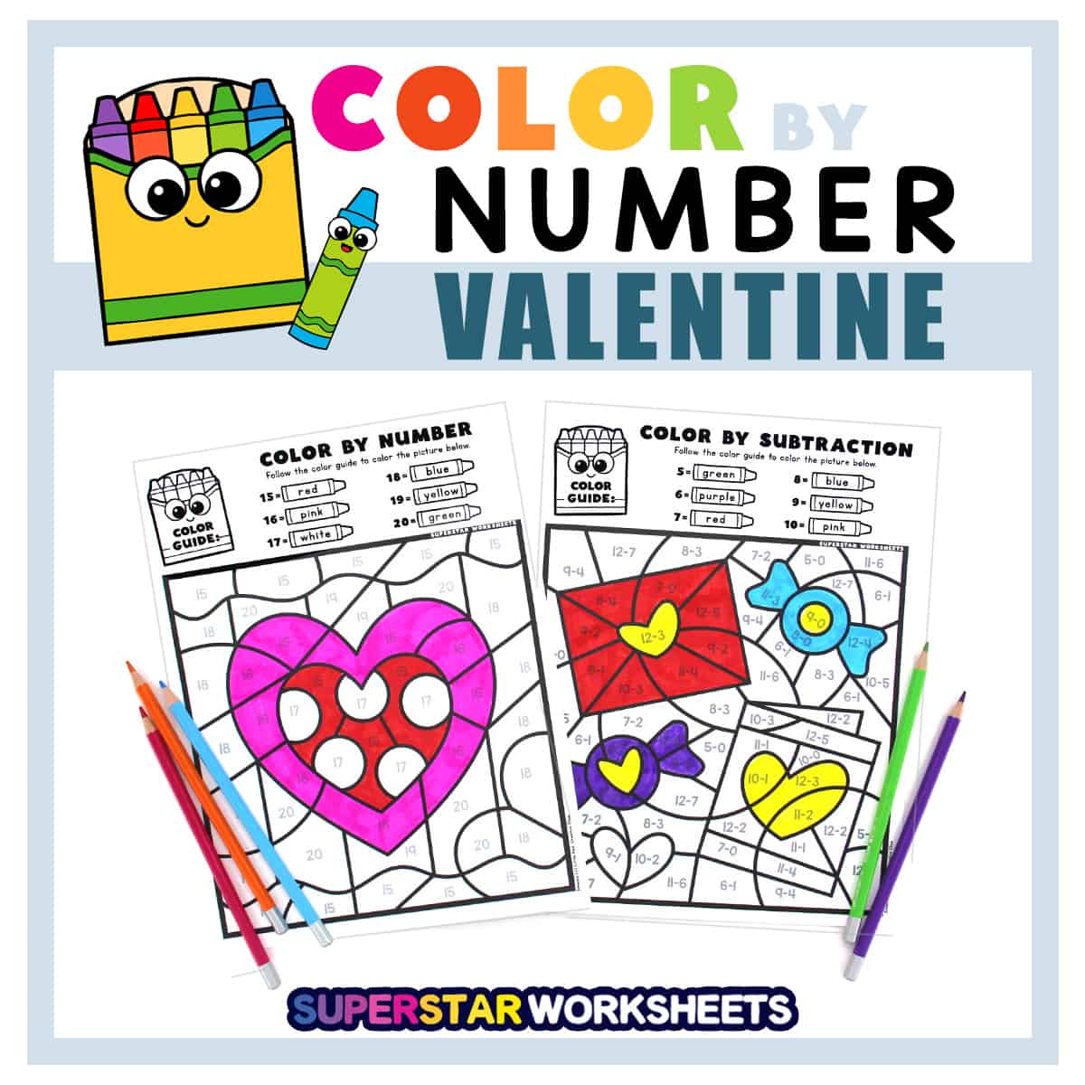 Valentines Day Color By Number - Superstar Worksheets - Worksheets Library