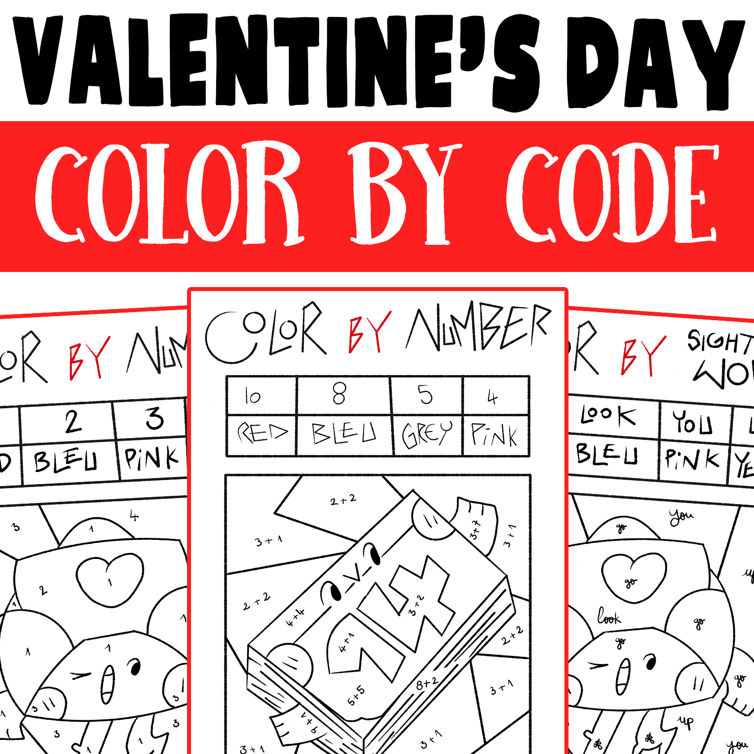 Valentines Day Color By Code, Galentines day Color by Math, Color ...