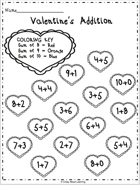 Valentines Day Color By Sum | Made By Teachers - Worksheets Library