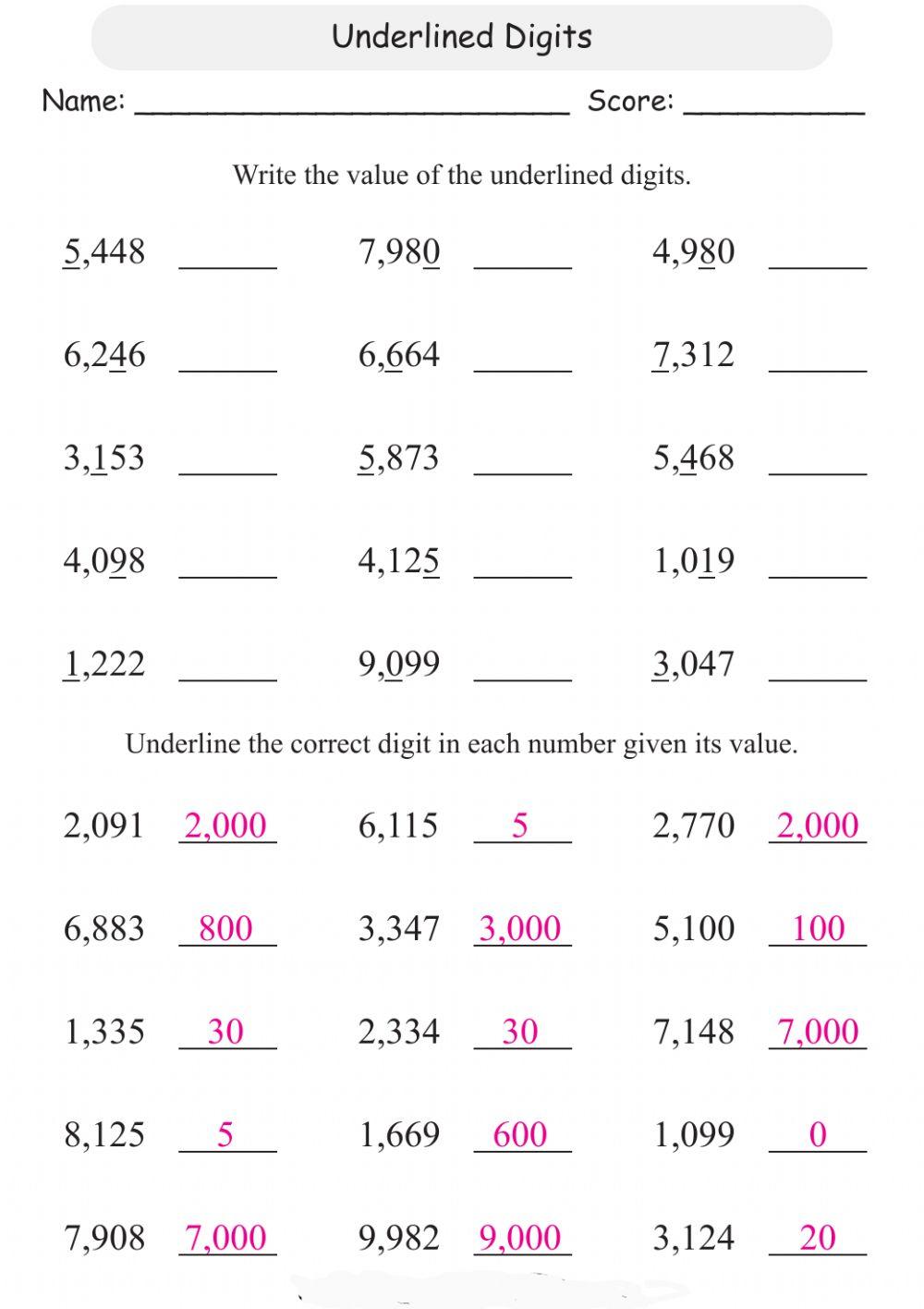 Find The Place Value Of Underlined Digit Grade 2 PDF Volume Find The Place Value Of Underlined Digit Grade 2 PDF Volume