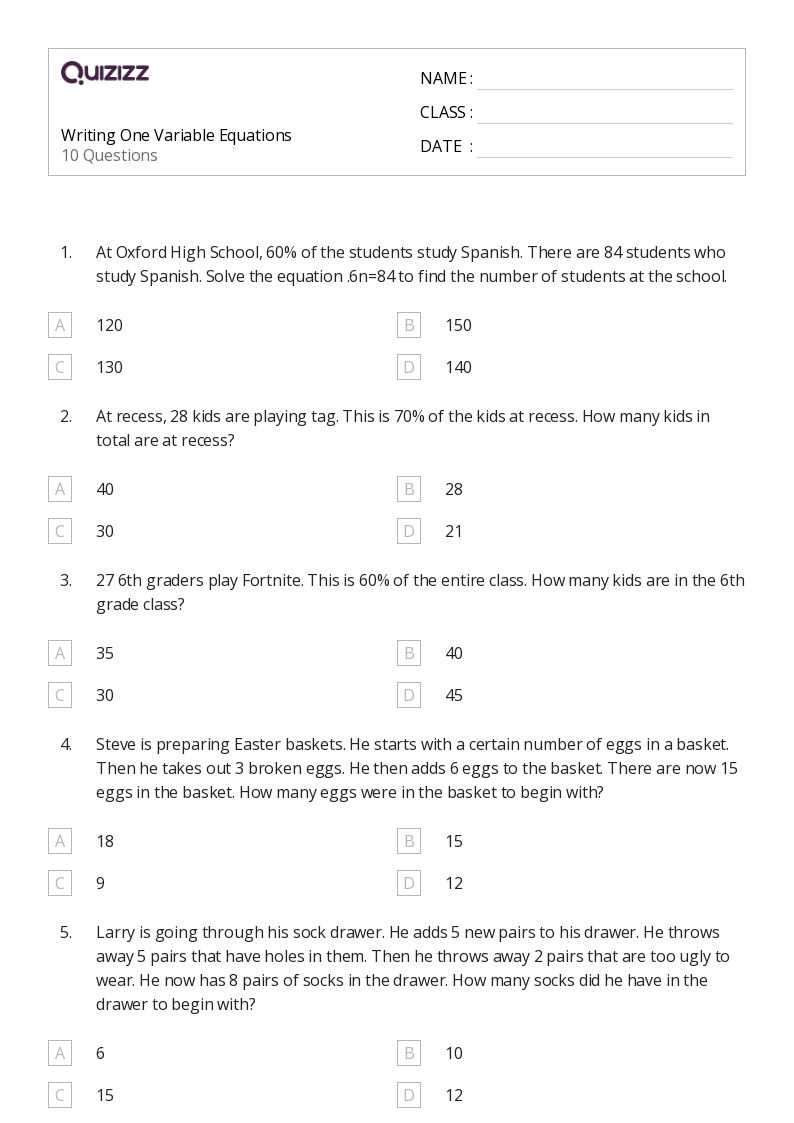 Free variable worksheet 5th grade, Download Free variable worksheet 5th grade png images, Free ...