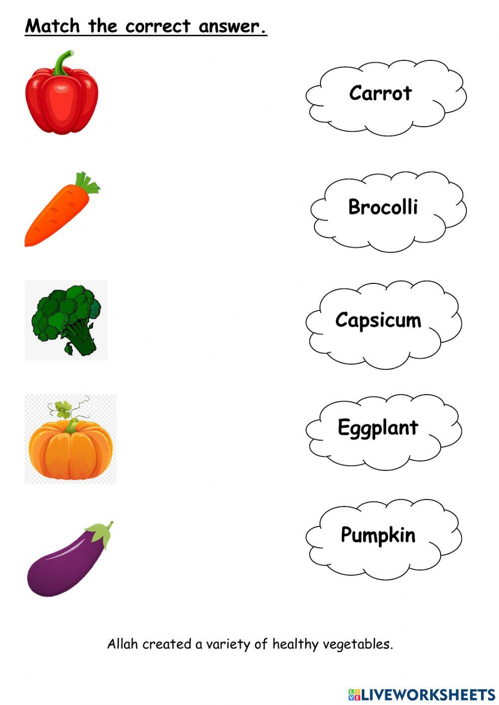 Vegetables online exercise for KINDERGARTEN | Live Worksheets ...