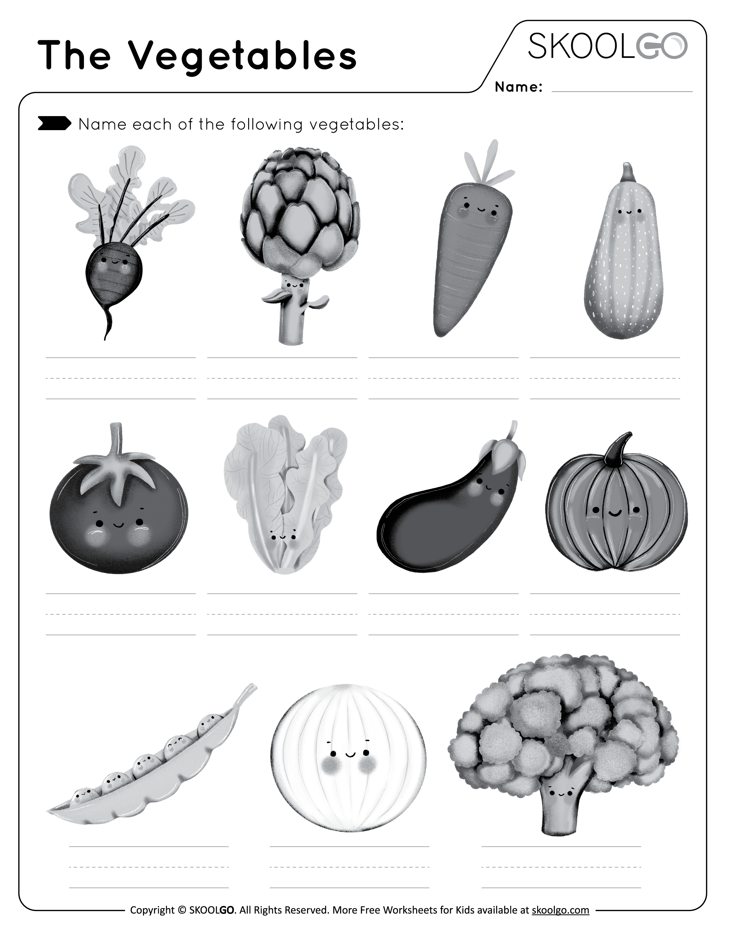 The Vegetables - Free worksheet - SKOOLGO - Worksheets Library