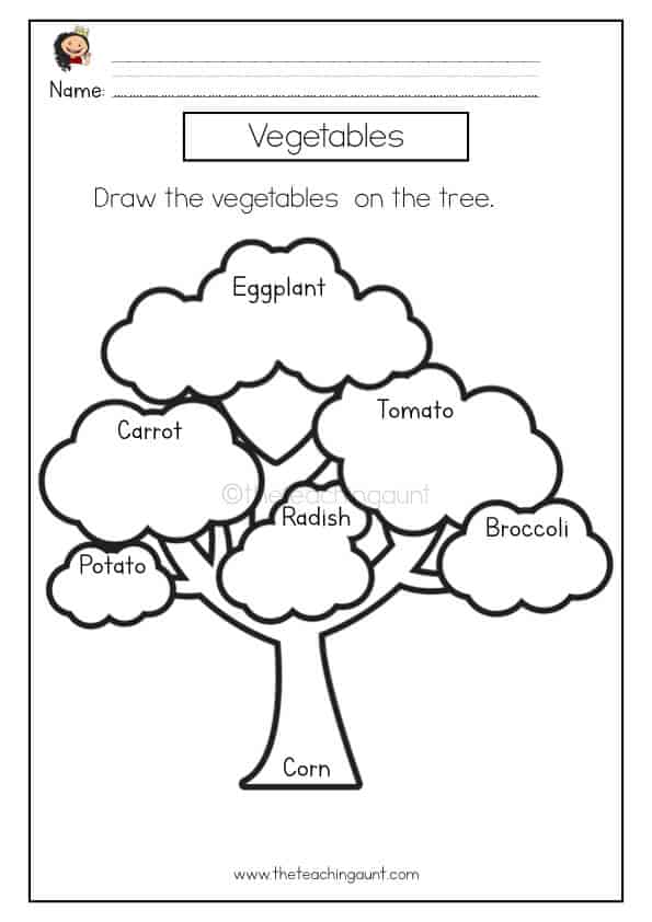Vegetable-Themed Worksheets for Kindergarten - The Teaching Aunt ...