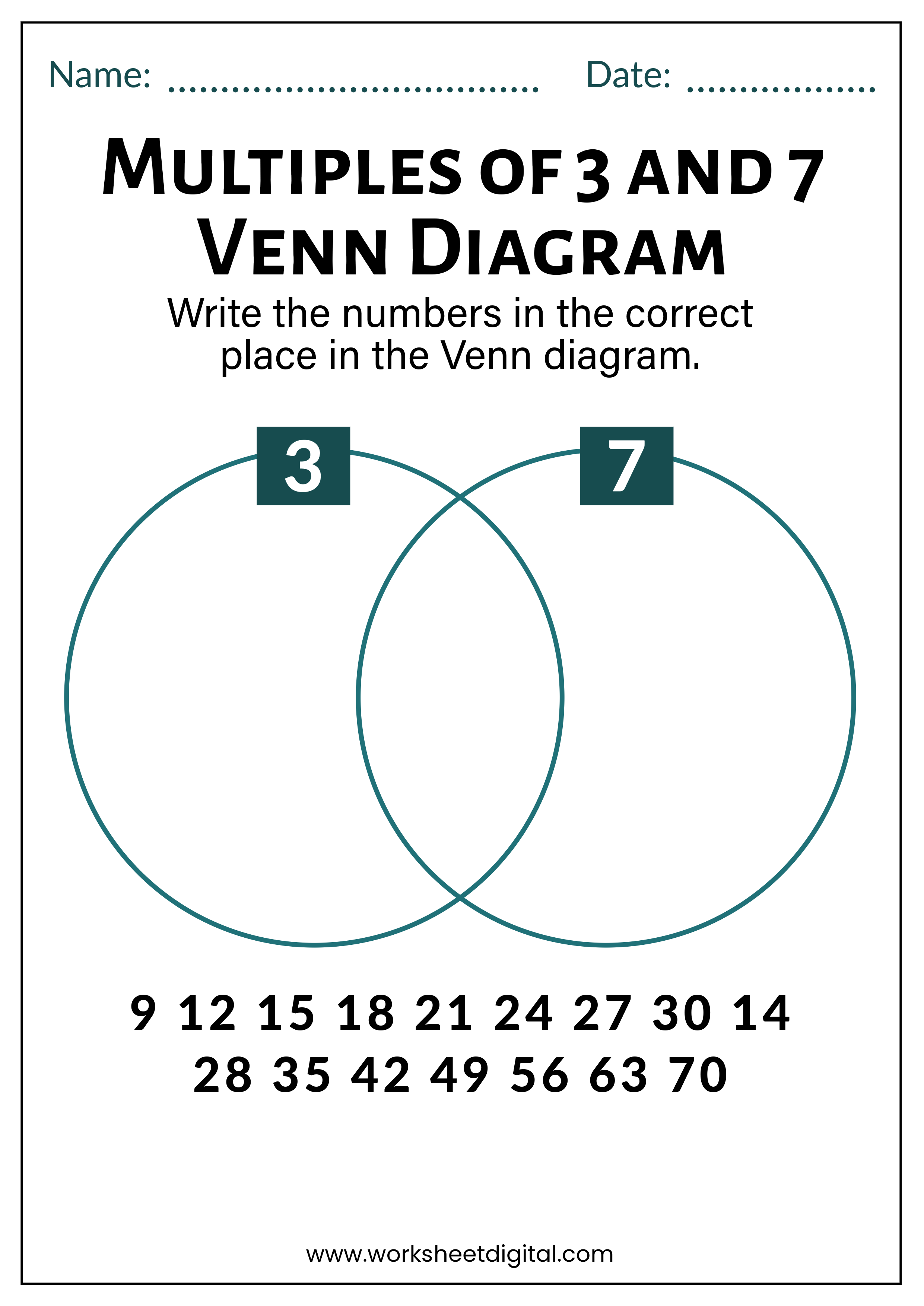 Venn Diagram Grade 4 - Worksheet Digital - Worksheets Library