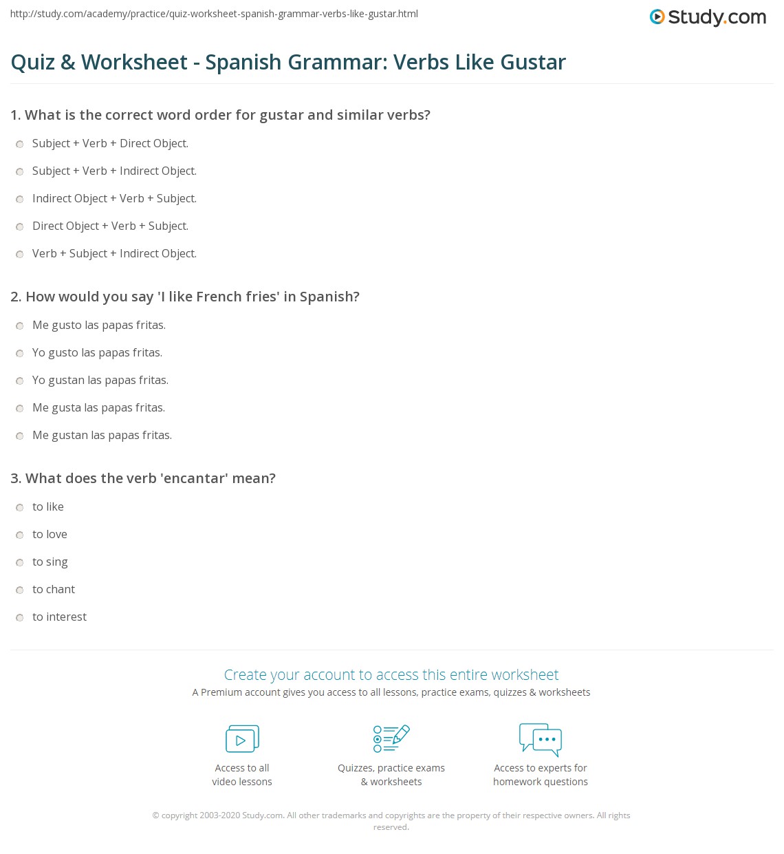 El Subjuntivo con verbos como GUSTAR: Practice Packet | Teaching ... - Worksheets Library