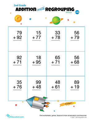 Double Digits! Practice Vertical Addition with Regrouping 40 ...