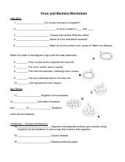 Virus and Bacteria Worksheet | PDF - Worksheets Library