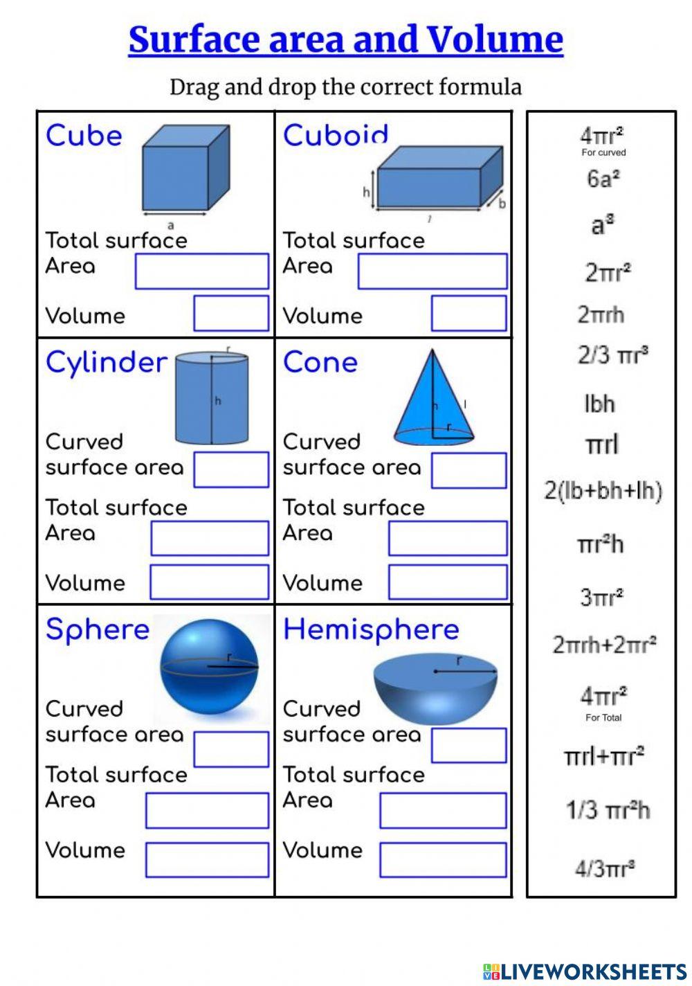 Surface Area And Volume Exercise Live Worksheets Worksheets Library Surface Area And Volume Exercise Live Worksheets Worksheets Library