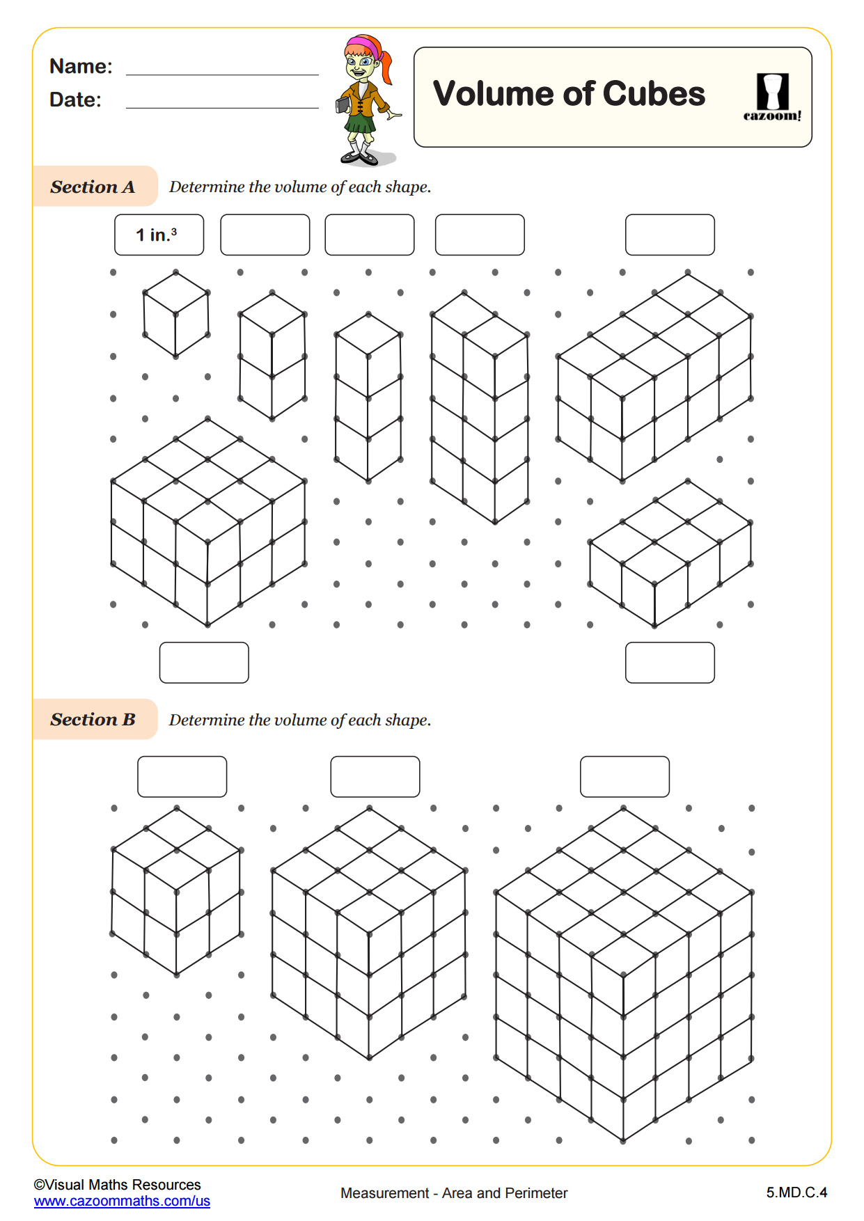 Volume of Cubes | PDF printable Measurement Worksheets - Worksheets Library