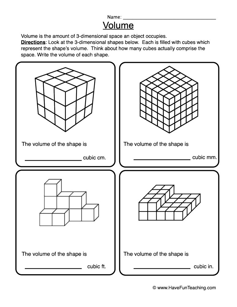 Volume Cubes Worksheet - Have Fun Teaching - Worksheets Library