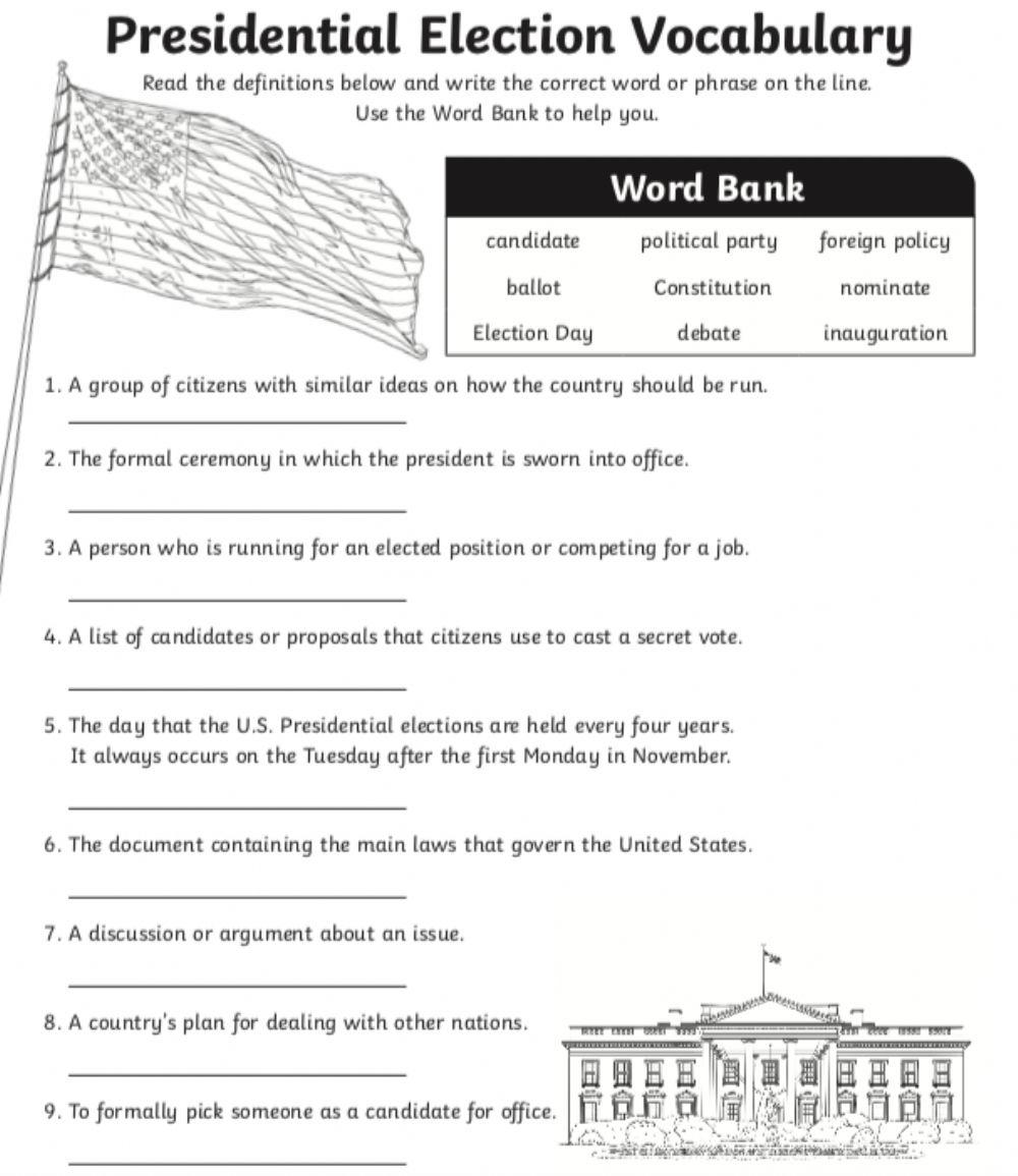 Presidential Election Vocabulary online exercise for | Live Worksheets - Worksheets Library
