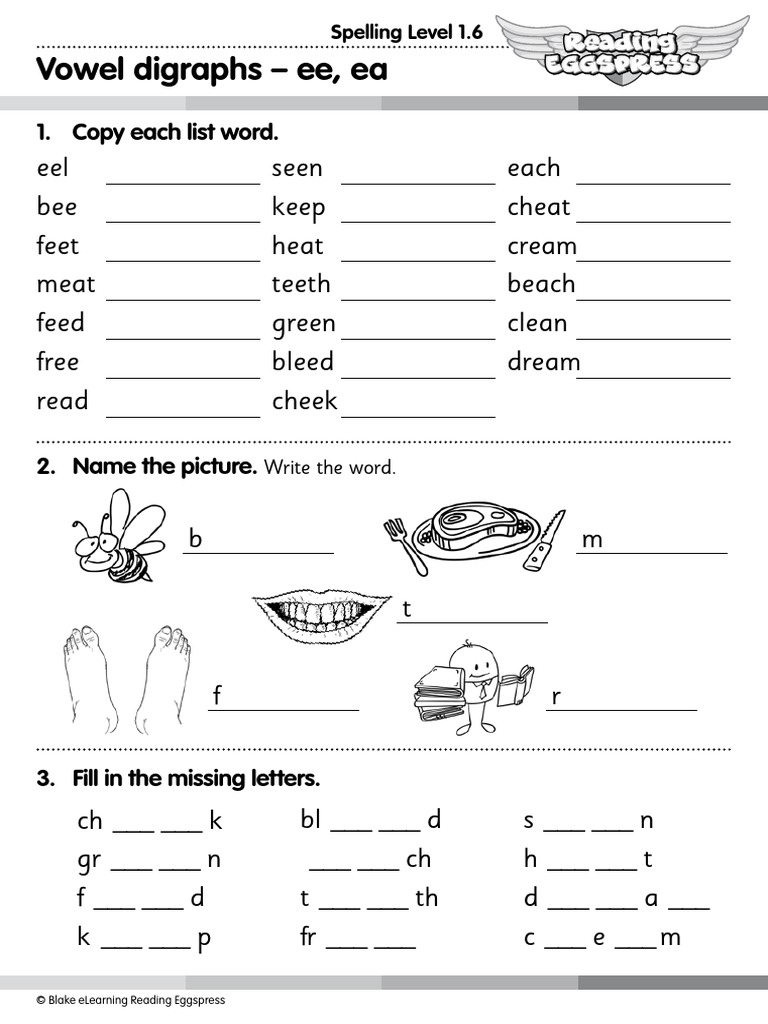 Words with Long Vowels and Vowel Digraphs worksheet | Live Worksheets ...