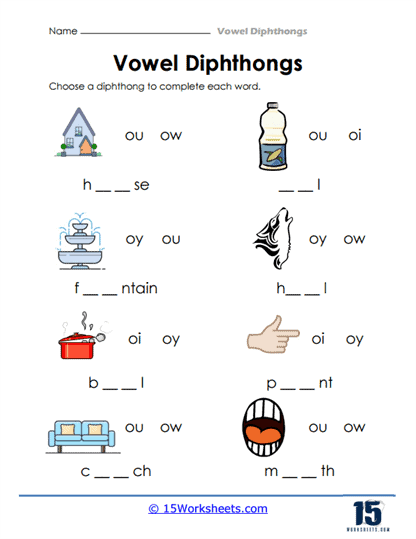 Vowel Diphthongs Worksheets - 15 Worksheets.com - Worksheets Library
