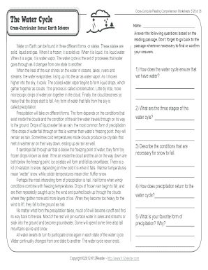 Water Cycle Reading Comprehension Passage and Questions - PDF ... - Worksheets Library