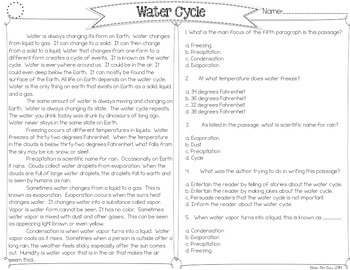 Comprehension Passage for Evaporation Worksheets | Comprehension ...