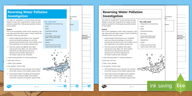 Water Pollution Lesson Plans & Worksheets :: 25 - 48 - Worksheets Library