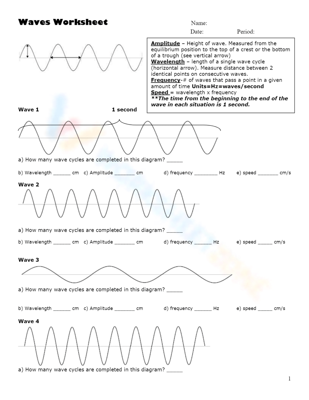 Free wave diagram worksheet, Download Free wave diagram worksheet png images, Free Worksheets on ...