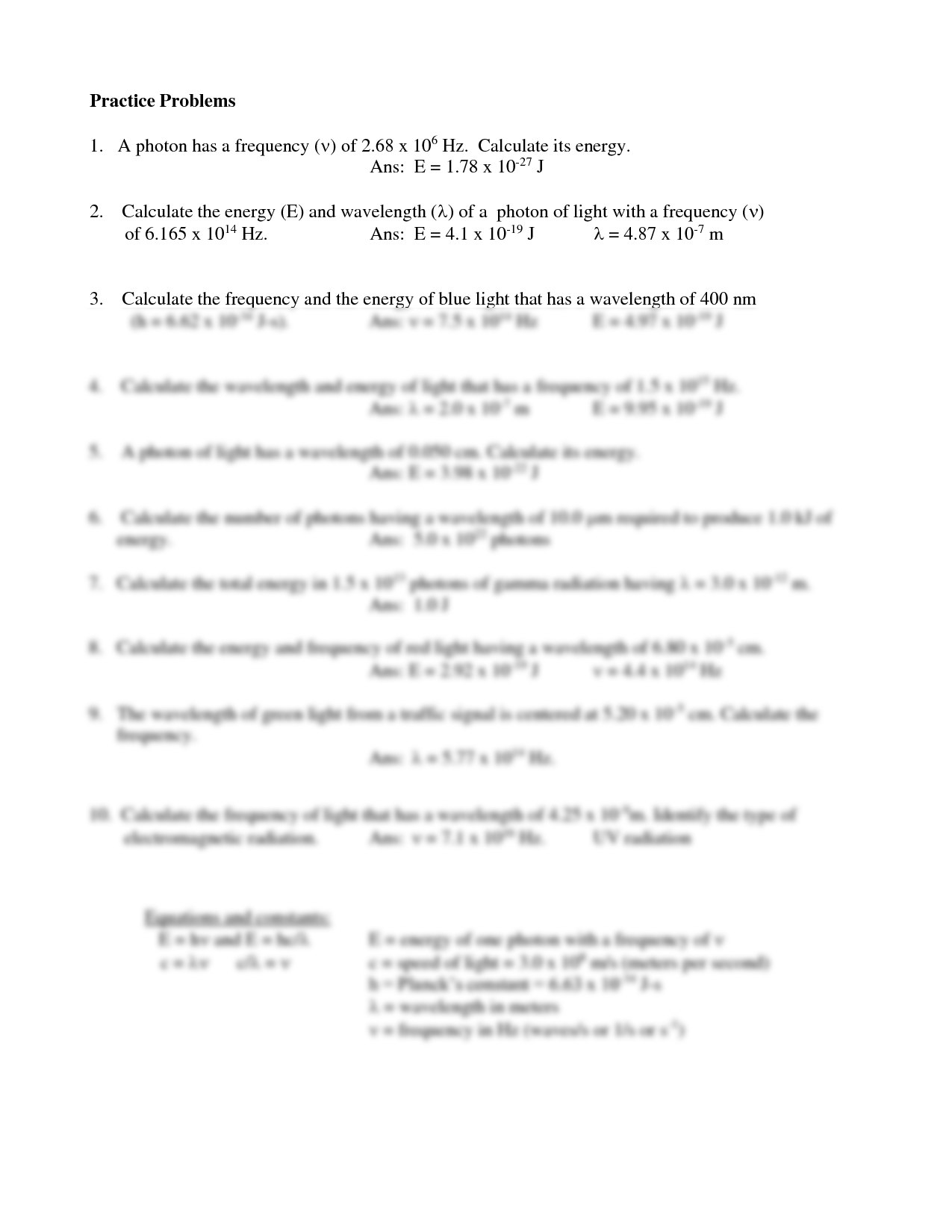SOLUTION: Energy frequency wavelength worksheet quiz - Studypool - Worksheets Library