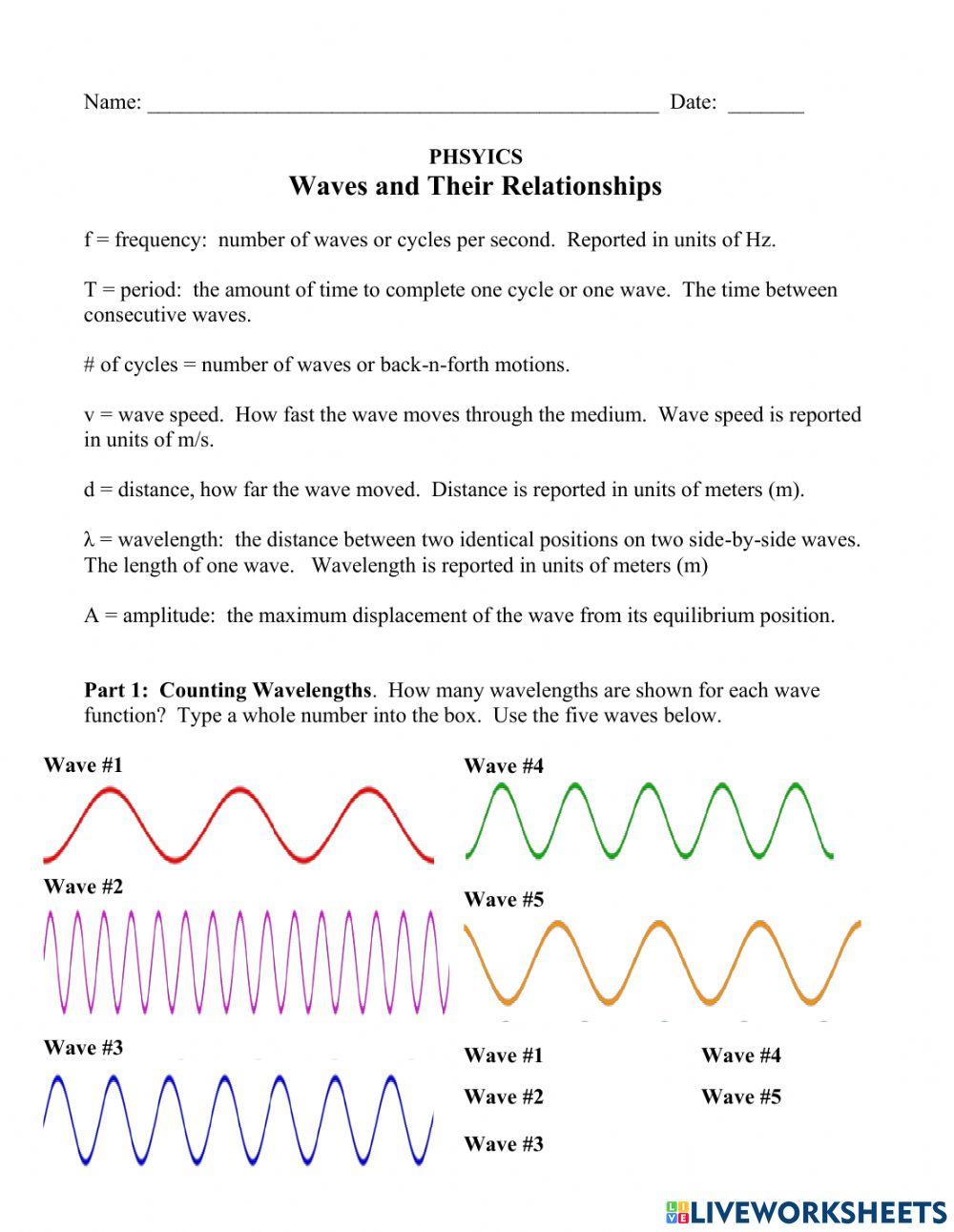 Wave Relationships worksheet | Live Worksheets - Worksheets Library