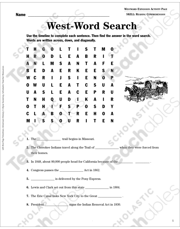 Westward Expansion: Lift-the-Flap Timeline | Printable Lesson ...