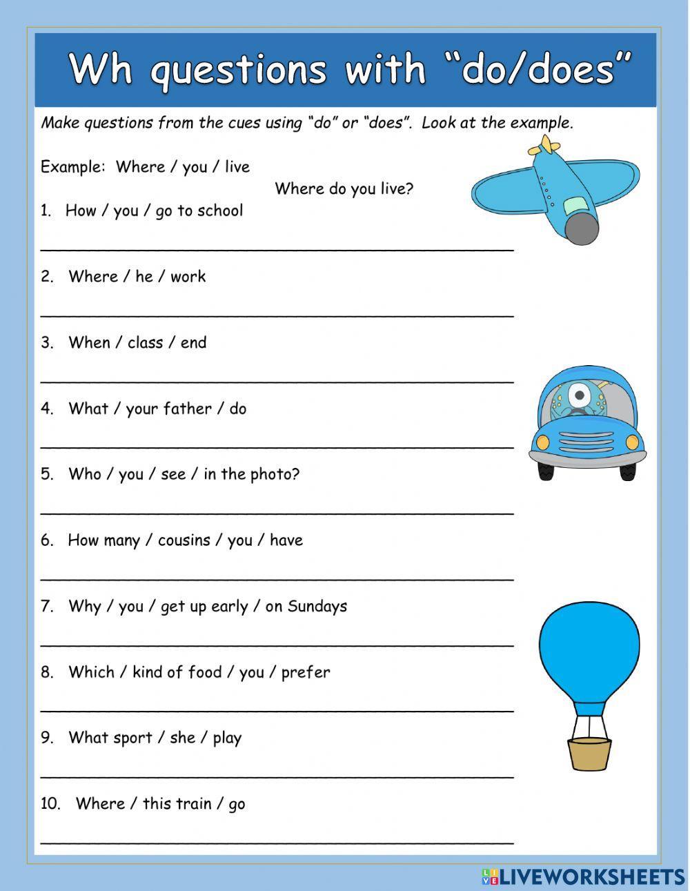 wh questions worksheet www.englishsafari.in | Wh questions ...