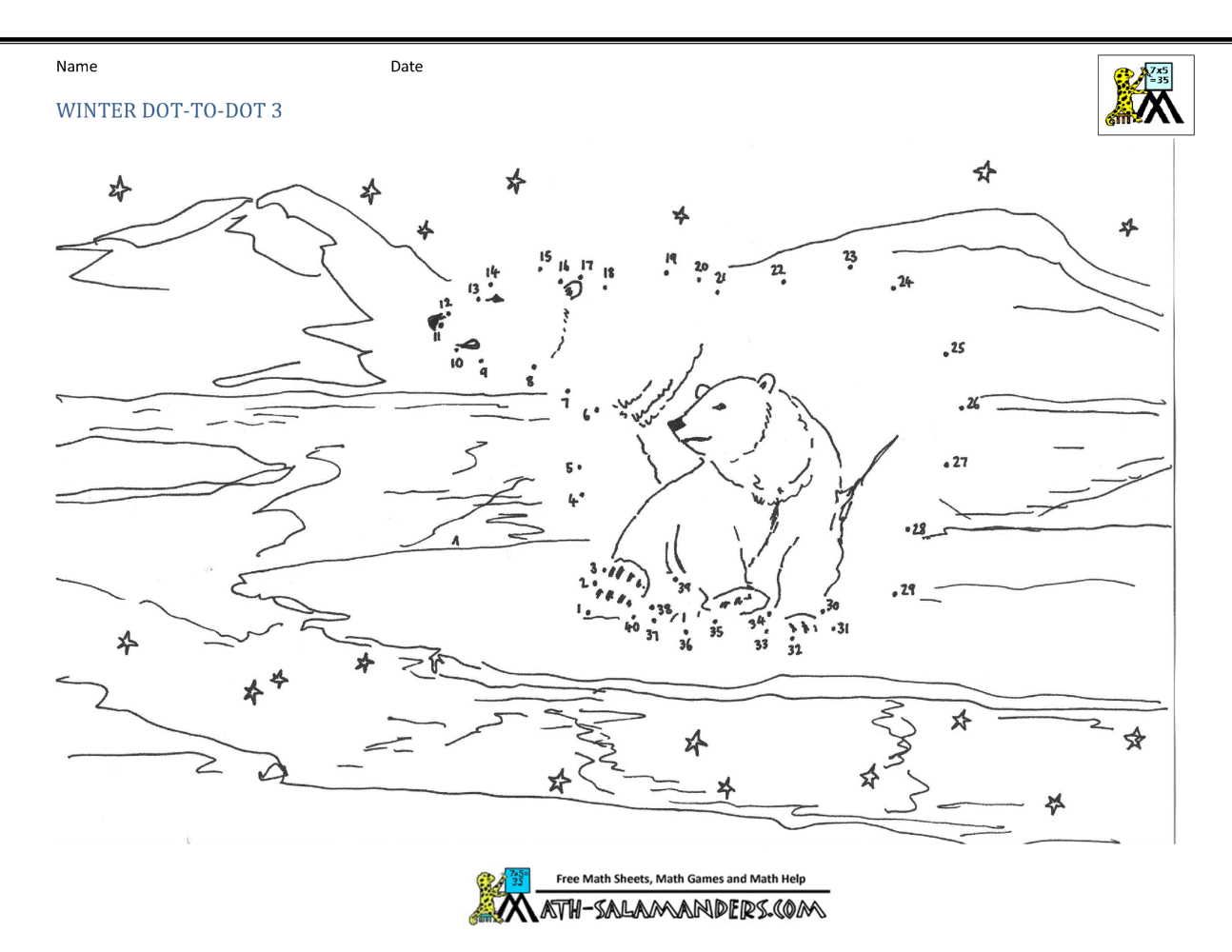 Winter Dot to Dot Printables - Worksheets Library