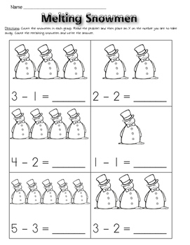 Subtraction Worksheets Kindergarten Winter Themed - Worksheets Library