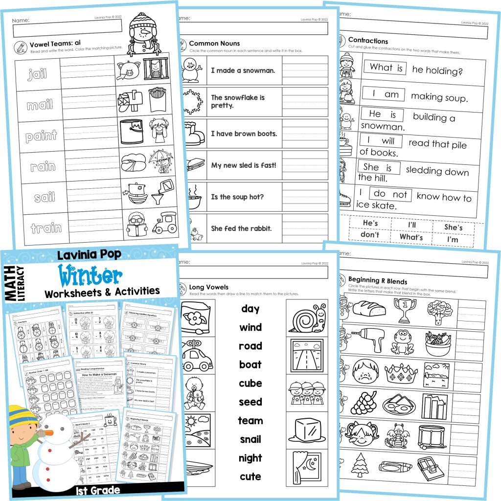 Winter 1st Grade Worksheets and Activities No Prep | First Grade ...