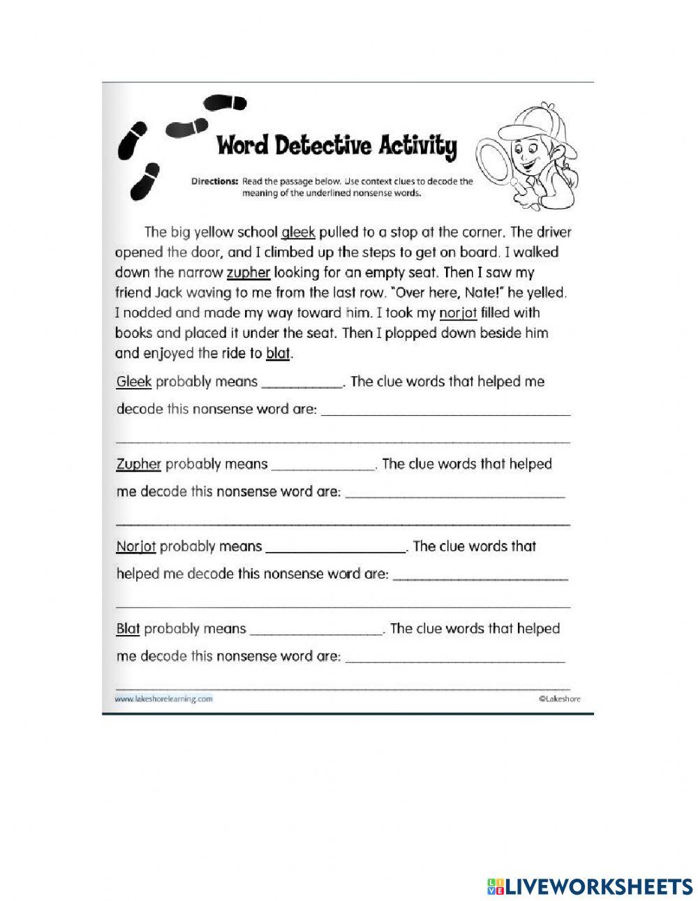 Word Detective Worksheet