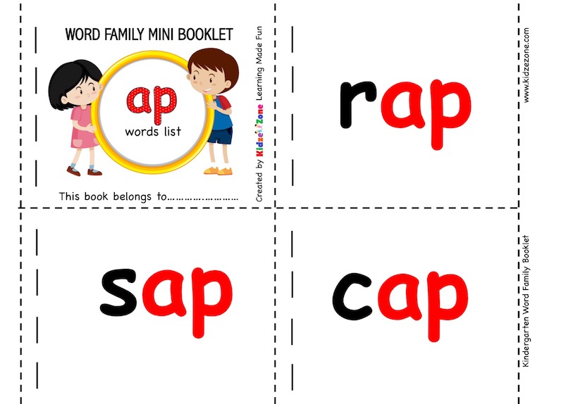 Kindergarten worksheets - ap word family - word booklet - Worksheets ...