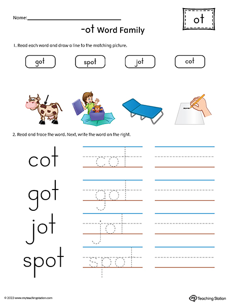 OT Word Family Match and Spell Words Printable PDF ... - Worksheets Library