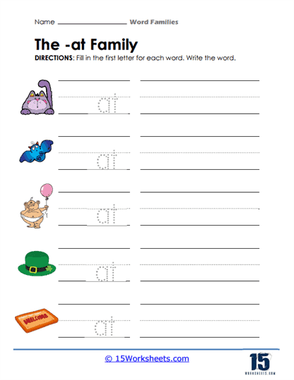 CVC Word Family AT Word Work | Word families, Word family ...