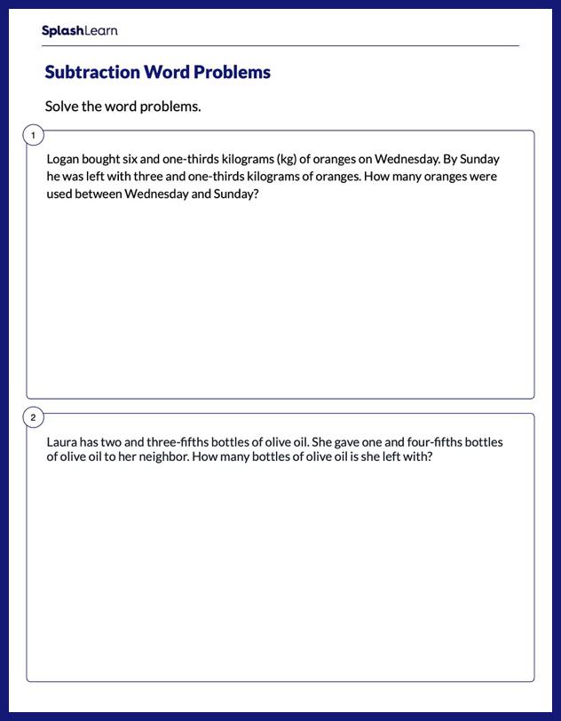 Word Problems - Activities & Resources for 5th Grade - Worksheets Library