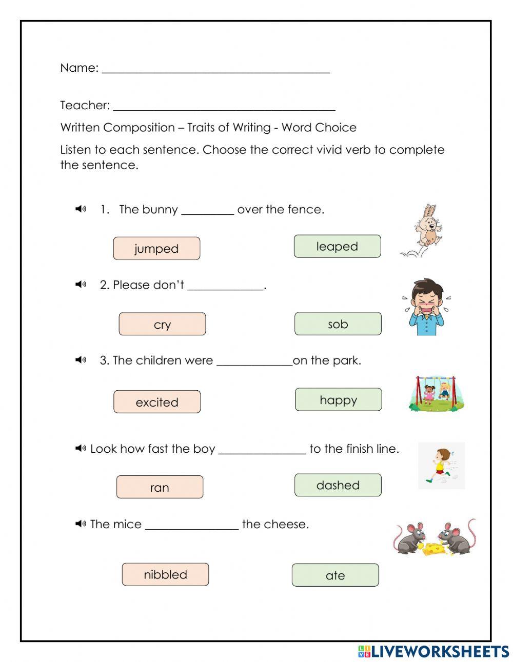 Word Choice interactive worksheet | Live Worksheets - Worksheets Library