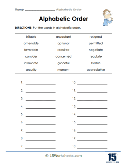 Free words in abc order worksheet, Download Free words in abc order ...
