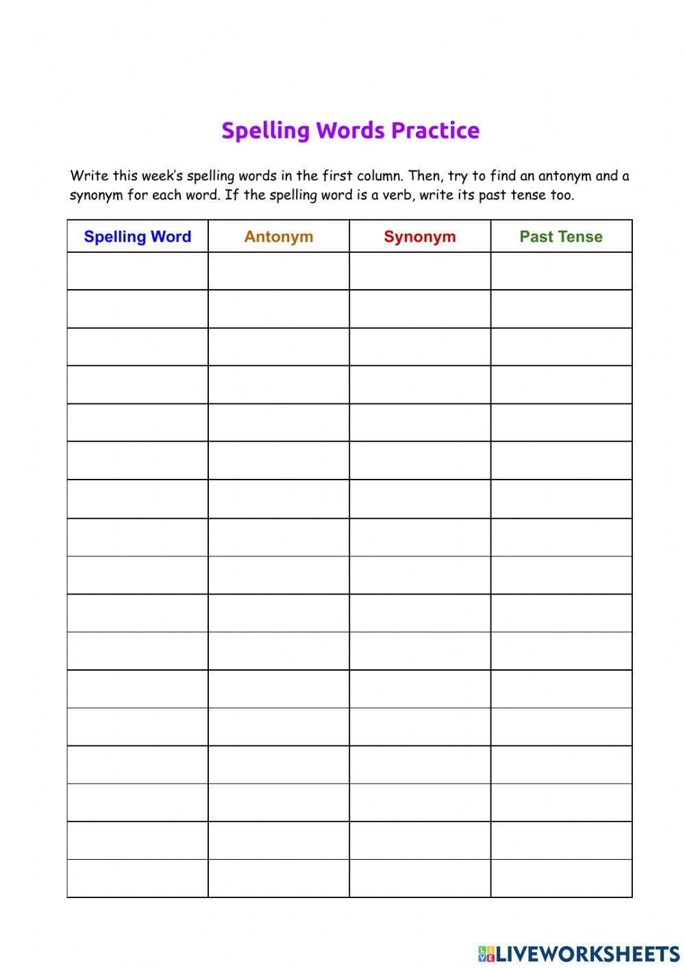 Splling Words Practice worksheet | Live Worksheets - Worksheets Library