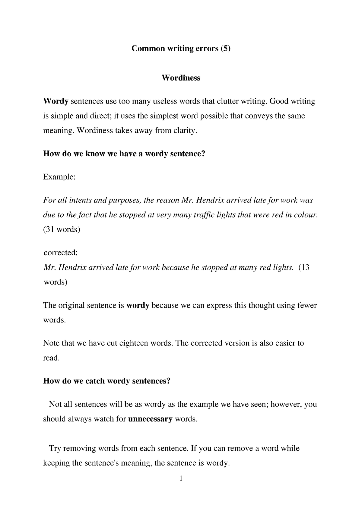 Paper 06 Wordiness Composition Common Writing Errors 5 Paper 06 Wordiness Composition Common Writing Errors 5
