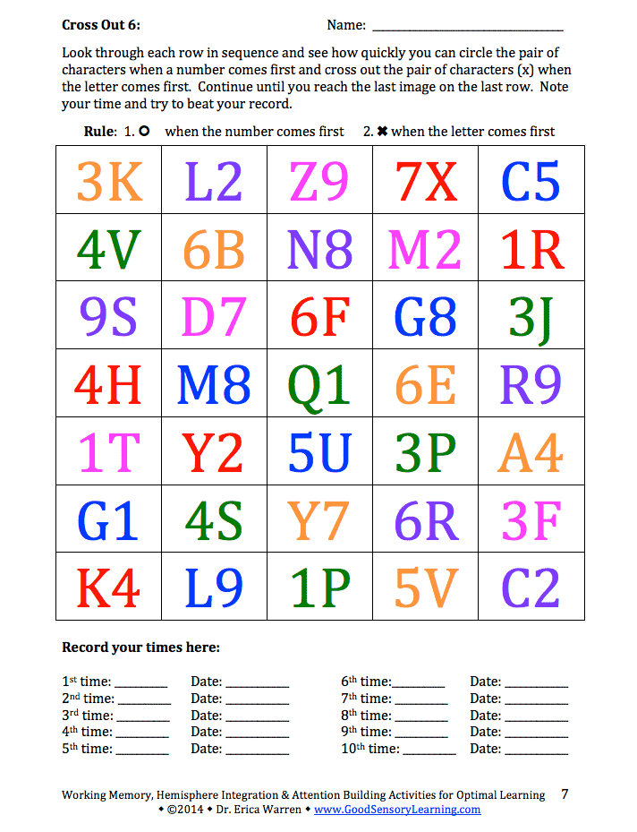 Working Memory Free Activity Classroom Freebies Worksheets Library