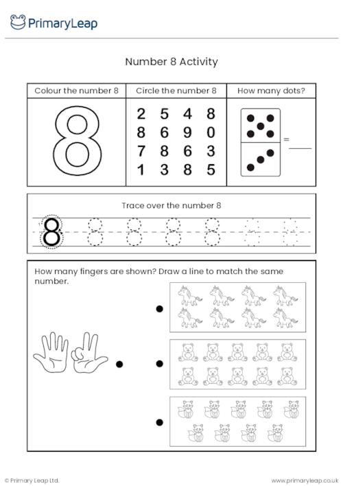 Free Printable Number Eight Learning Worksheet for Preschool ...