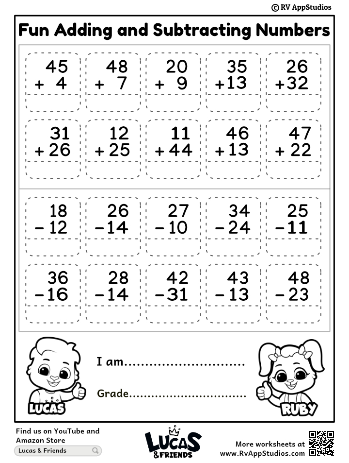 Addition and Subtraction Worksheet- Free Printables for Kindergarten ...
