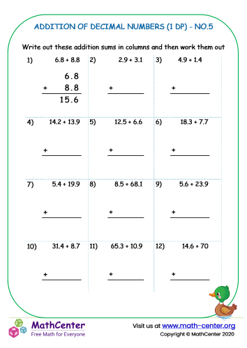 Adding Decimals Worksheet 5th Grade Worksheets Library