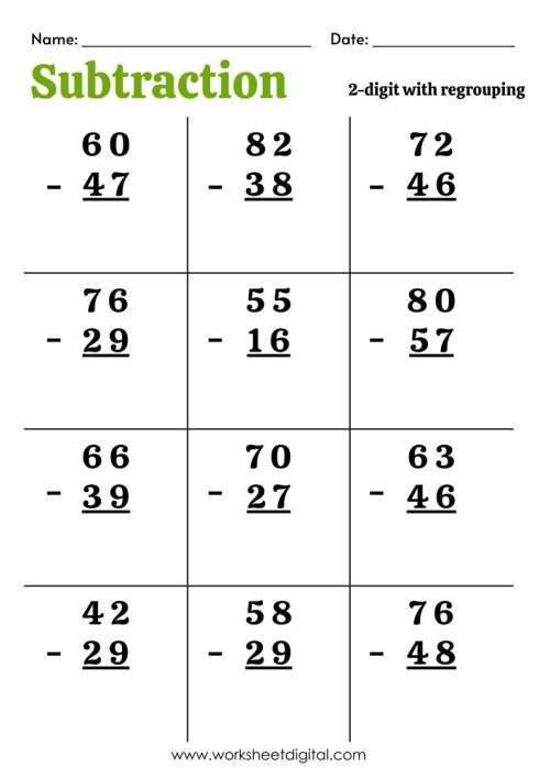 Subtraction 2 Digit With Regrouping Worksheet Digital Worksheets Subtraction 2 Digit With Regrouping Worksheet Digital Worksheets
