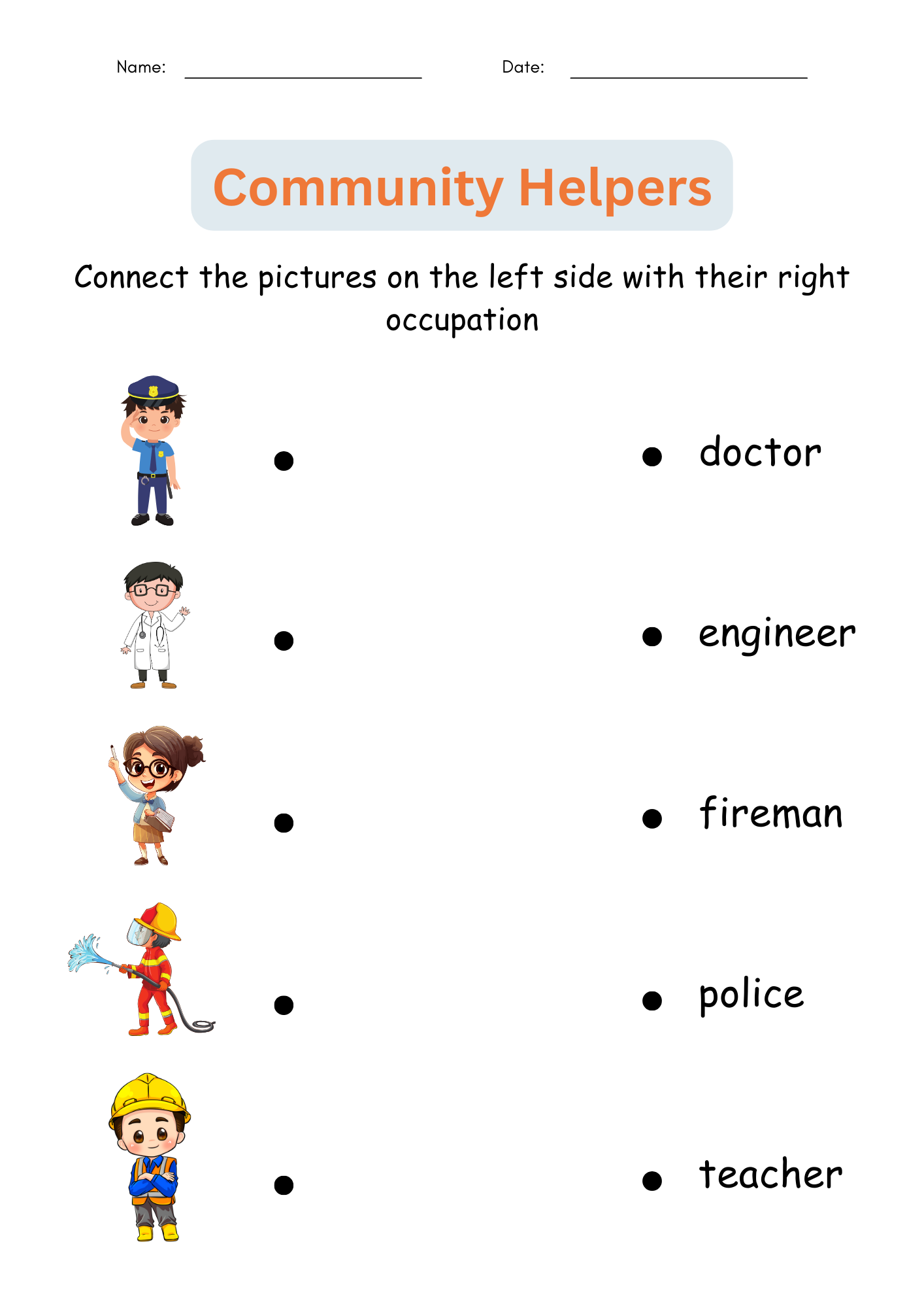Printable Matching Community Helpers Activities Worksheets For Printable Matching Community Helpers Activities Worksheets For